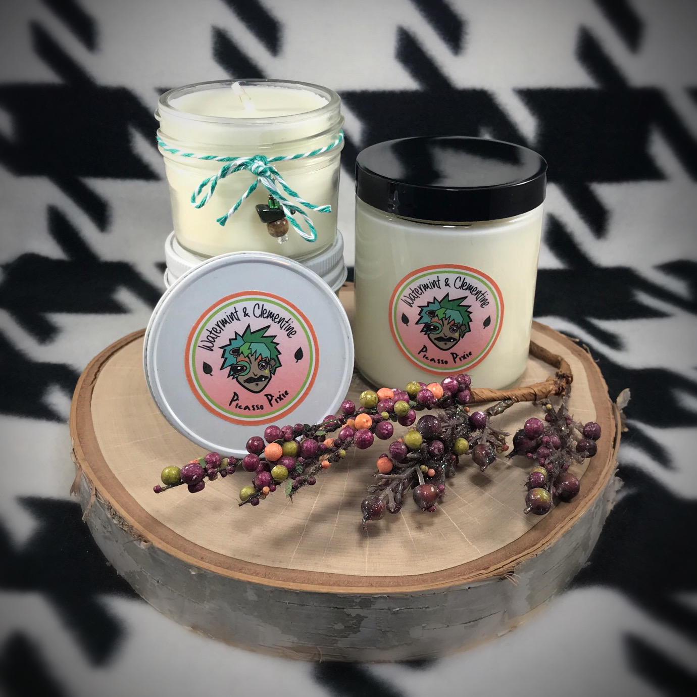 Watermint & Clementine Scented Soy Candle - Picasso Pixie